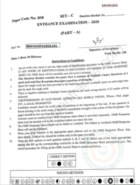 BA (Hons) Korean Language 2020 - Jamia Entrance Question Paper