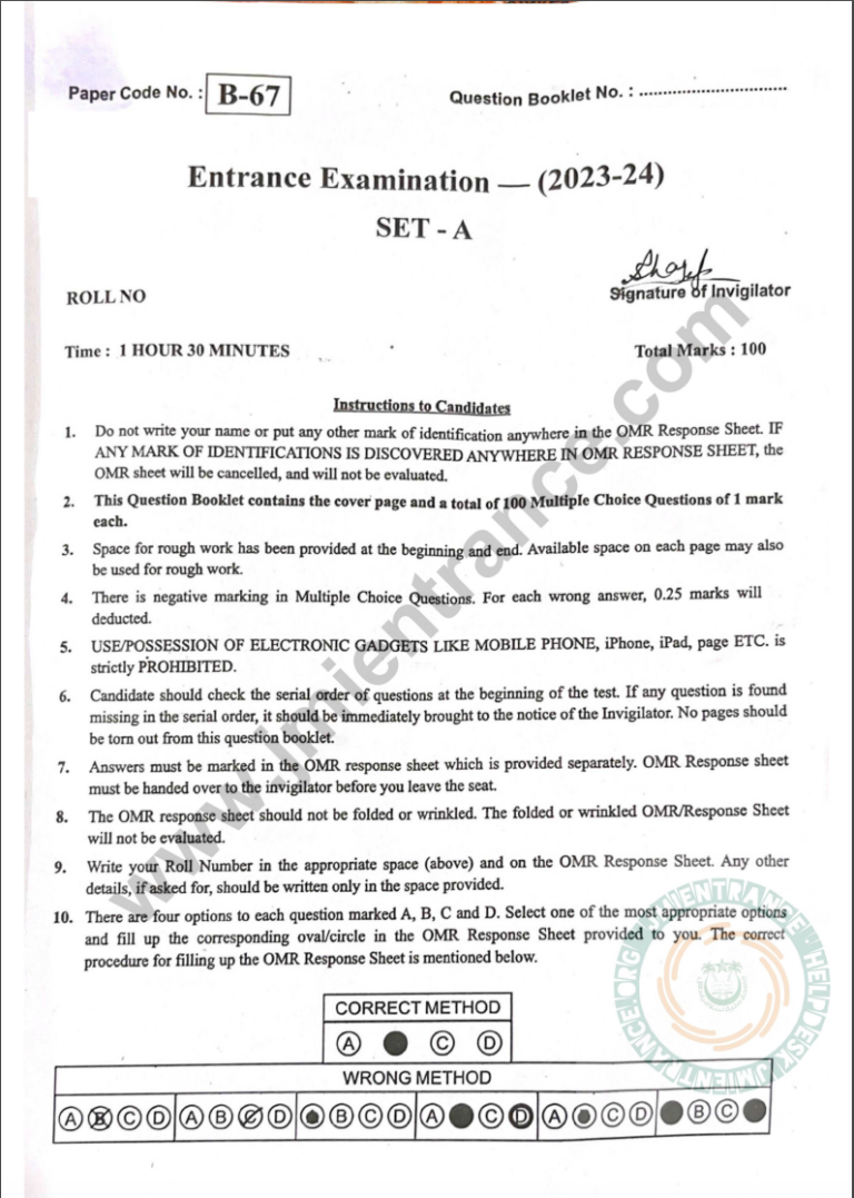 BA (Hons) Social Work [BSW] 2023 - JMI Entrance Question Paper ...