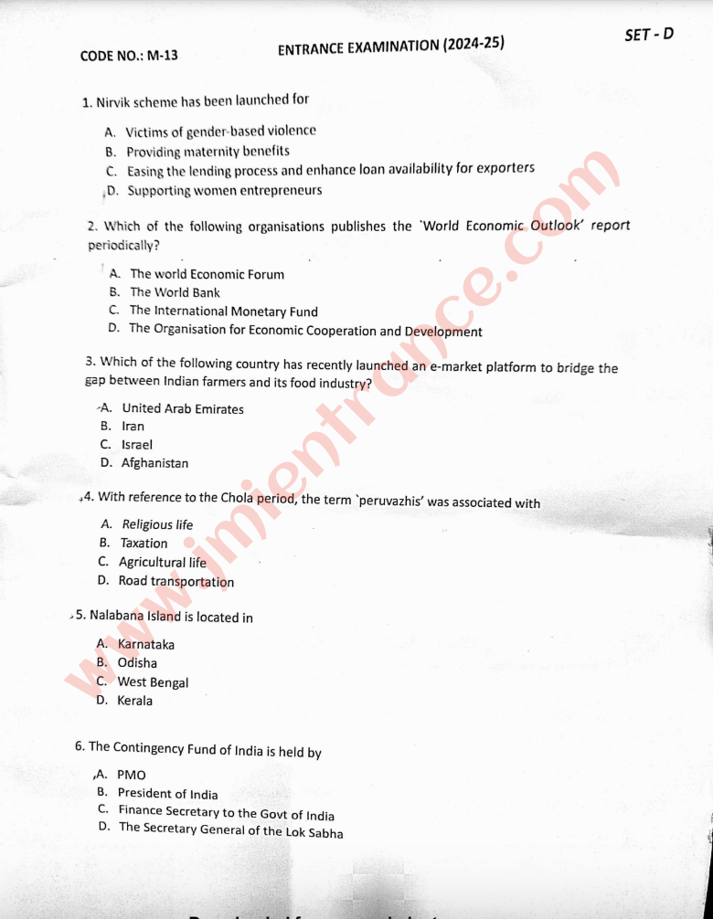 MA Social Work MSW 2024 Jamia Entrance Question Paper JMIEntrance MA Social Work MSW 2024 Jamia Entrance Question Paper JMIEntrance